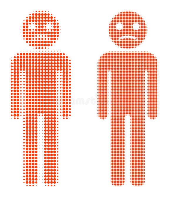 Dot Halftone Sad Person Icon Stock Vector - Illustration of pictogram ...