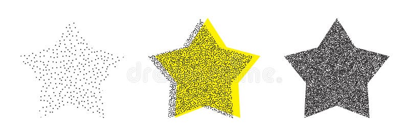 Dot Halftone Star Set. Half Tone Texture Background, Stipple Dot ...