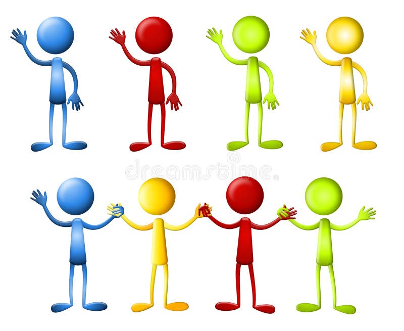 Dot Heads Waving Holding Hands Stock Illustration - Illustration of ...