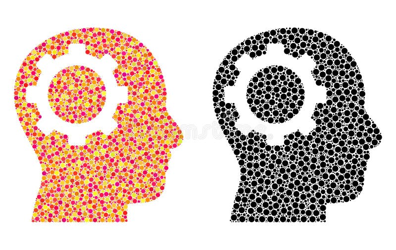 Dot Intellect Gear Mosaic Icons Stock Vector - Illustration of ...