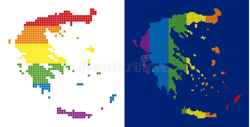 Spectrum Pixel Dotted Greece Map Stock Vector - Illustration of ...