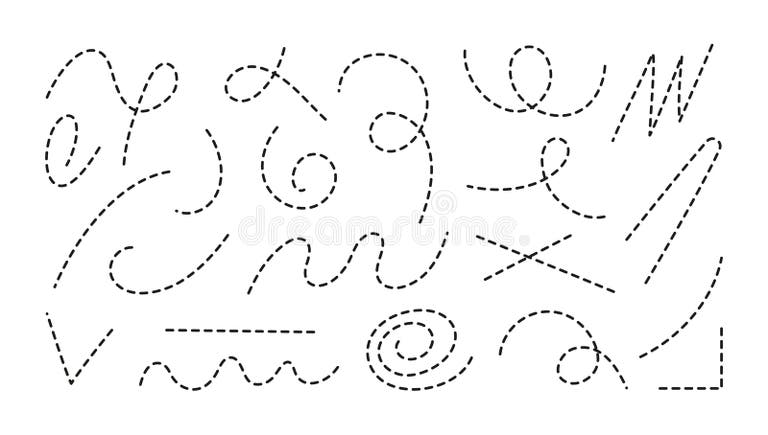 Dot Lines, Doodle Dash Pointers. Hand Drawn Curve Abstract Lines. Dot ...