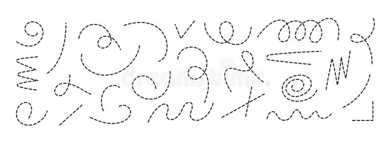 Dot Lines, Doodle Dash Pointers. Hand Drawn Curve Abstract Lines. Dot ...