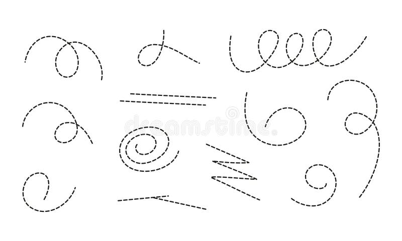Dot Lines, Doodle Dash Pointers. Hand Drawn Curve Abstract Lines. Dot ...