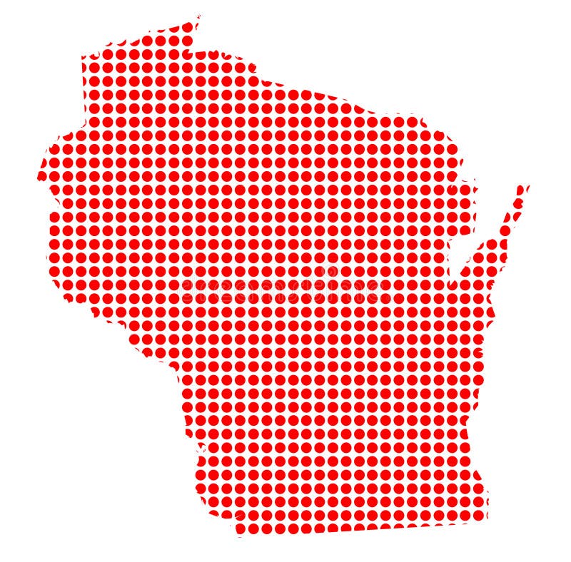 Dot Map rojo de Wisconsin ilustración del vector. Ilustración de ...