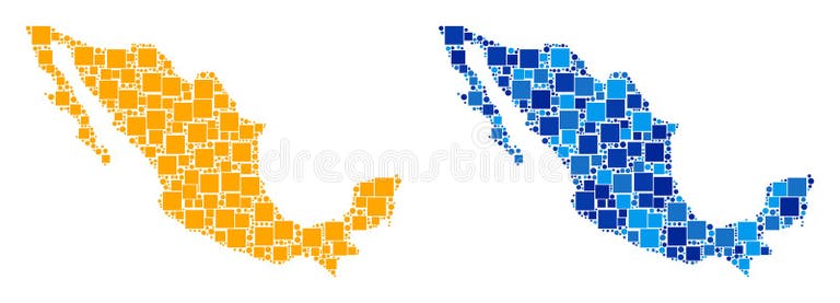 Dot Mexico Map with Blue Variant Stock Vector - Illustration of round ...