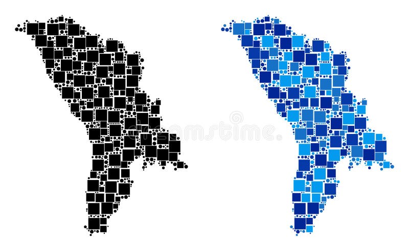 Dot Moldova Map Con Variante Azul Ilustración del Vector - Ilustración ...