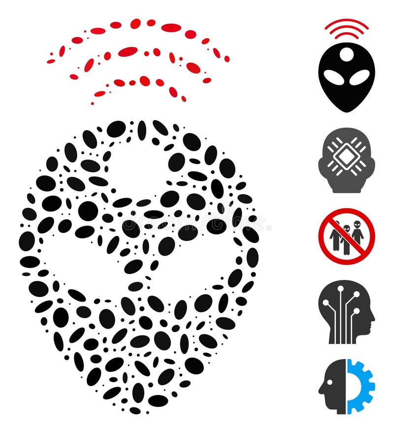 Dot Mosaic Alien Head stock illustration. Illustration of element ...
