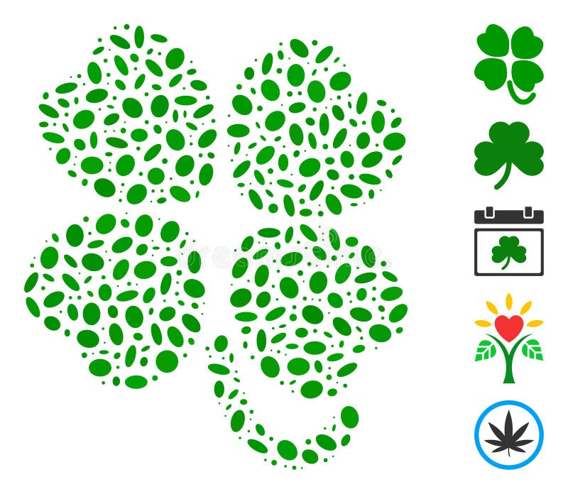 Dot Mosaic Four-Leafed Clover Stock Illustration - Illustration of ...