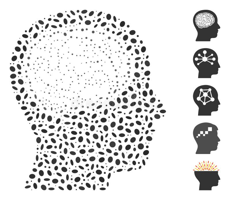 Dot Mosaic Head Brain stock illustration. Illustration of knowledge ...