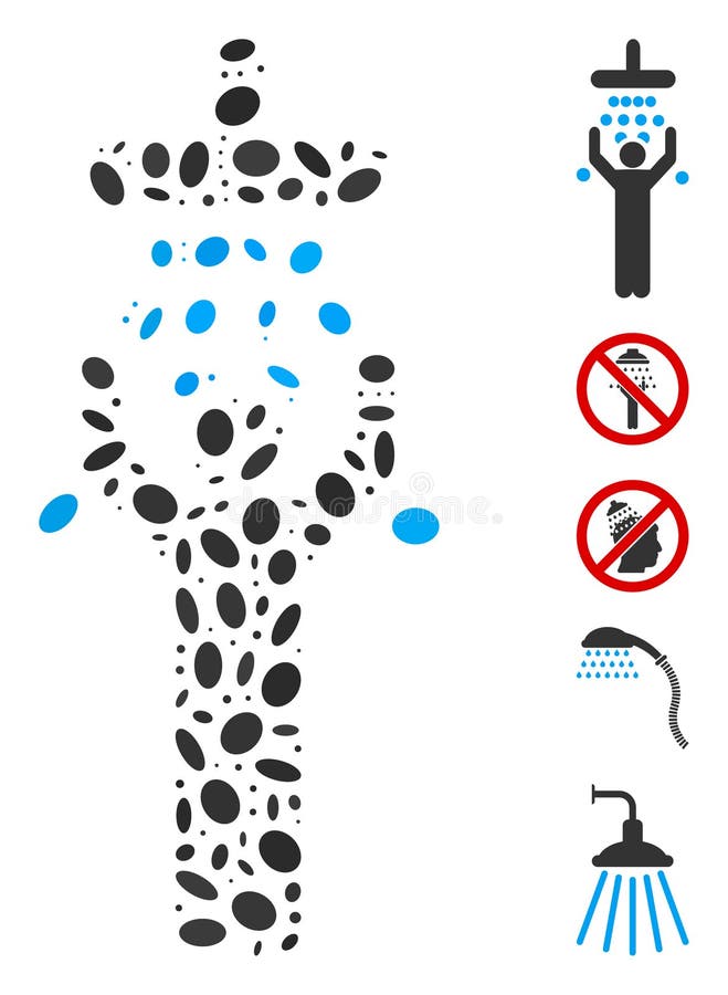 Dot Mosaic Man Under Shower Stock Illustration - Illustration of ...