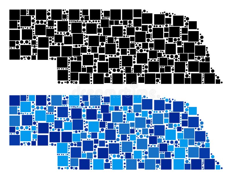 Dot Nebraska State Map with Blue Version Stock Vector - Illustration of ...