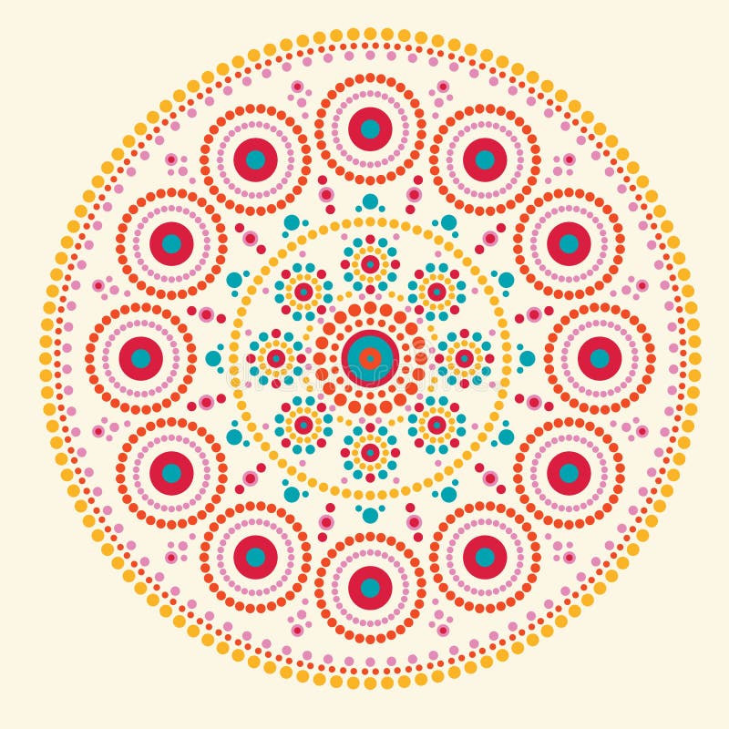 Dot Painting Vector Mandala Stock Vector - Illustration of rangoli ...