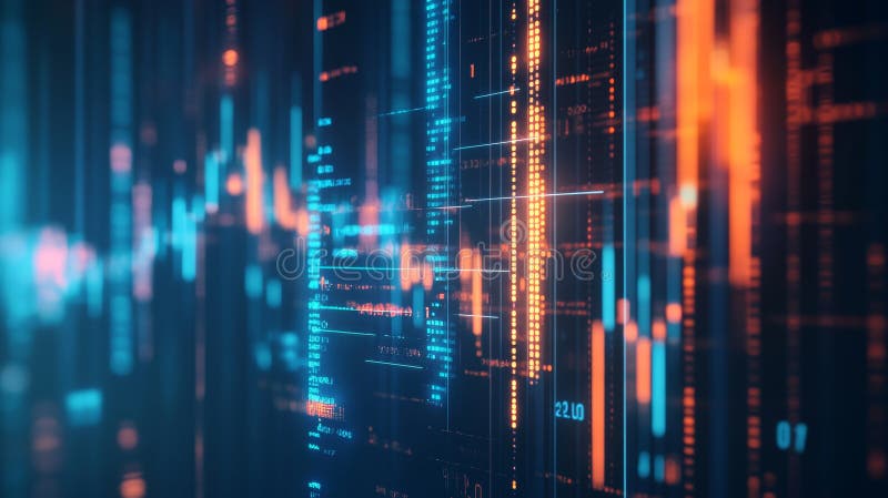 Dot Particle Abstract Background with Graph in 3D. Finance Graph with ...