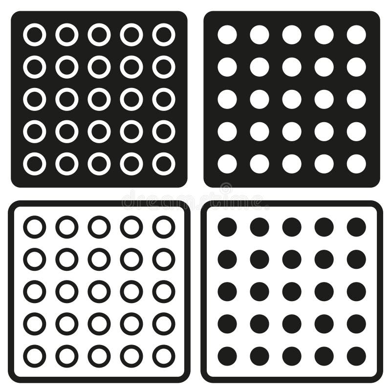 Dot Pattern Icons. Square Grid. Geometric Design. Vector Symbols Stock ...