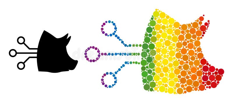 Dot Pig Brain Interface Collage Icon of Spectrum Round Dots Stock ...