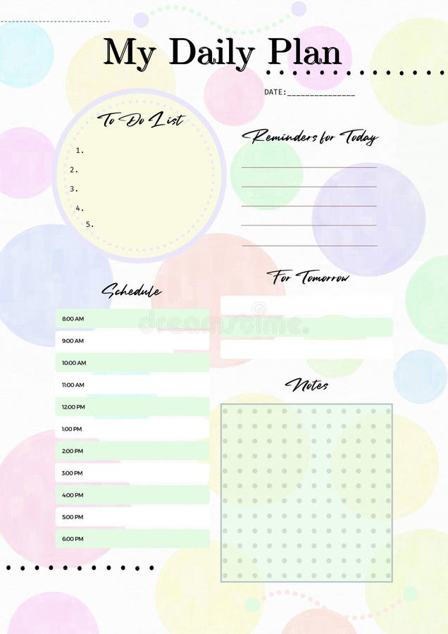 Dot Planner Digital Planning Insert Sheet Printable Page Template Stock ...