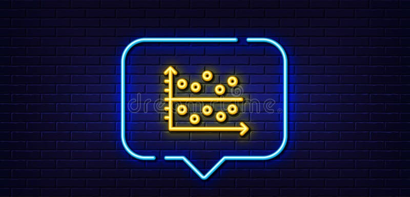 Dot Plot Graph Line Icon. Presentation Chart Sign. Neon Light Speech ...