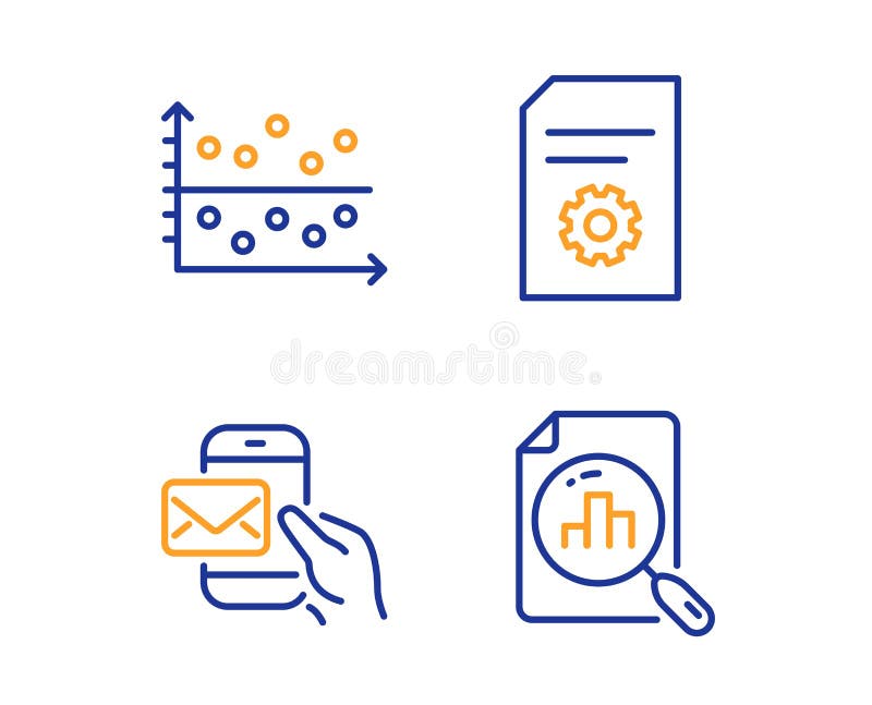 Dot Plot, Messenger Mail and File Settings Icons Set. Analytics Graph ...