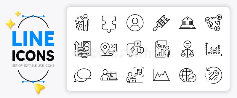Dot Plot, Online Education and Brush Line Icons. for Web App. Vector ...