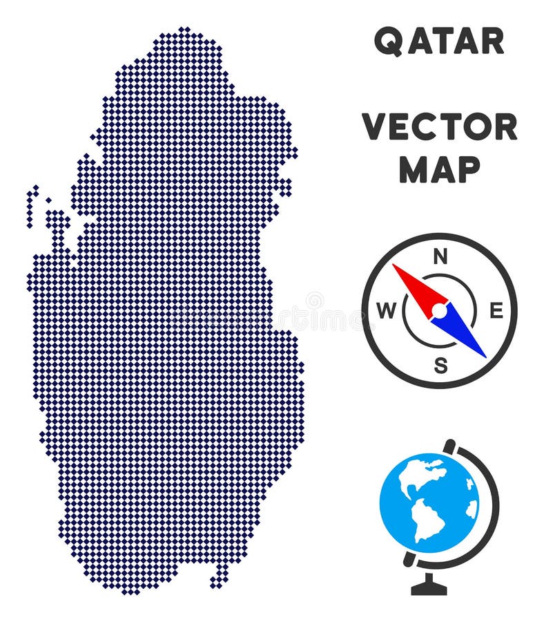 Dot Qatar Map stock vector. Illustration of pixel, concept - 122651185
