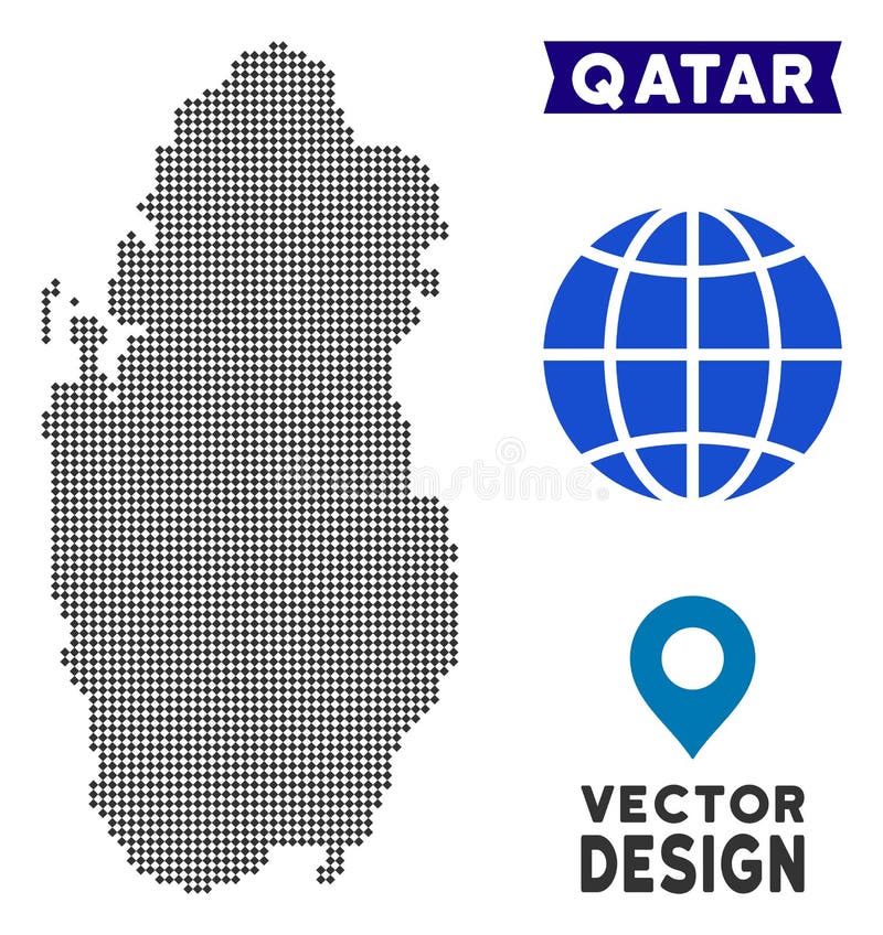 Dot Qatar Map stock vector. Illustration of rhombic - 122245312