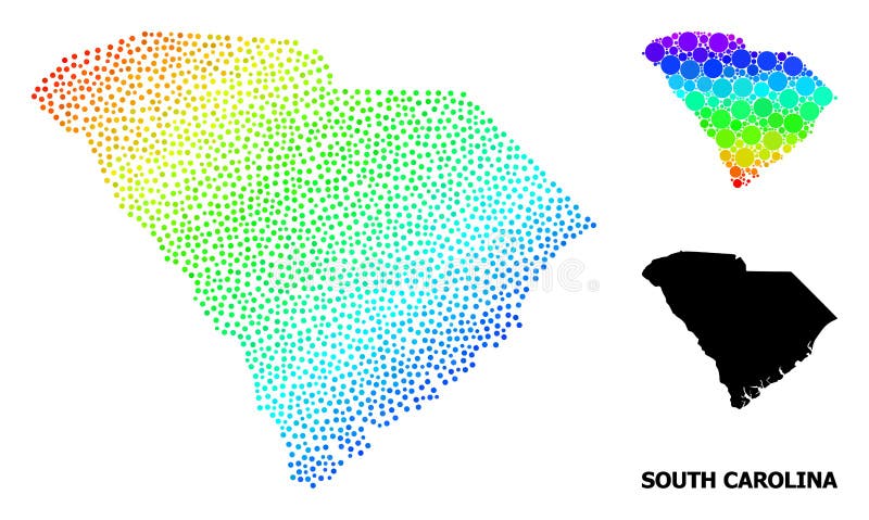 Vector Rainbow Colored Pixelated Map of South Carolina State Stock ...