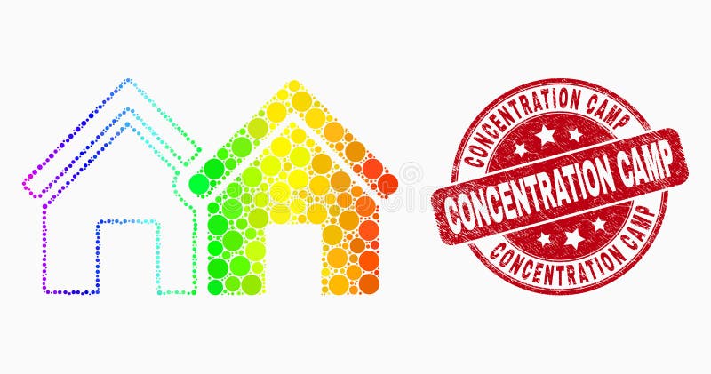 Vector Spectral Pixelated Houses Icon and Grunge Concentration Camp ...