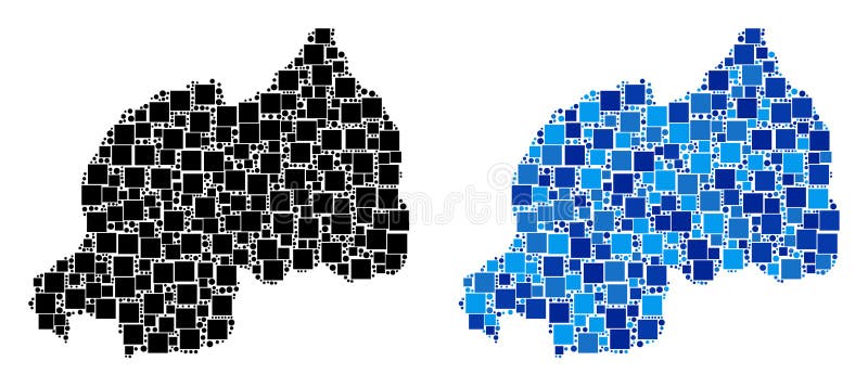 Dot Rwanda Map Mit Blauer Variante Vektor Abbildung - Illustration von ...