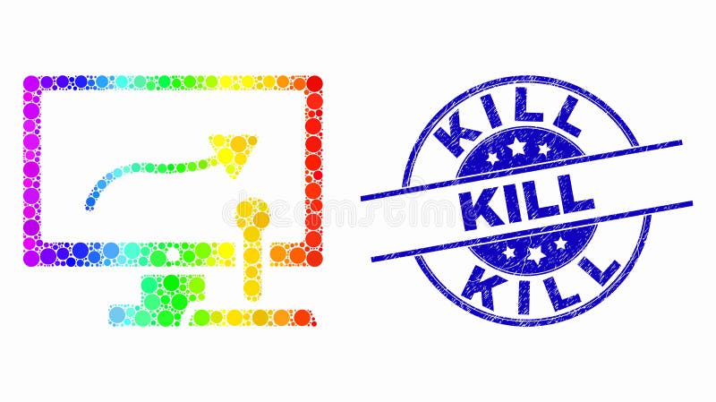Vector Spectrum Dotted Remote Control Display Icon and Grunge Kill Seal ...