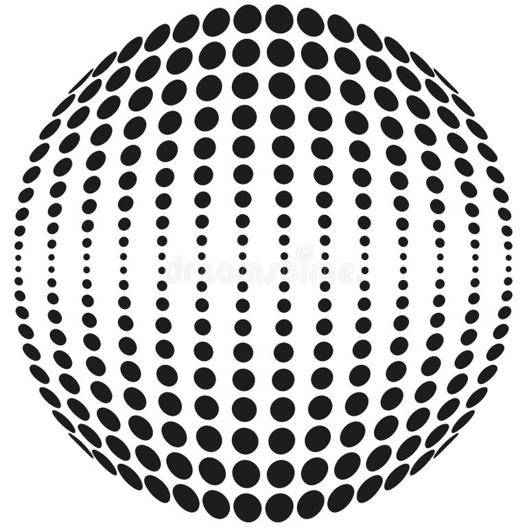 Dot Sphere Shape. Abstract Halftone Form. Vector 3D Illusion ...