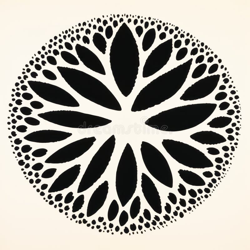 Stylized Abstract Vector Round Pattern with Circles and Leaves Stock ...