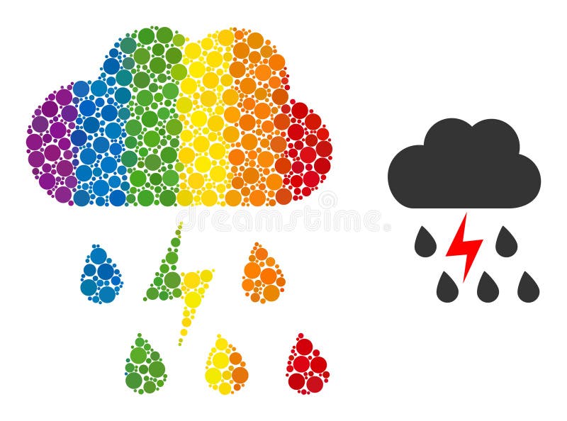Dot Thunderstorm Weather Collage Icon of Bright Round Dots Stock Vector ...