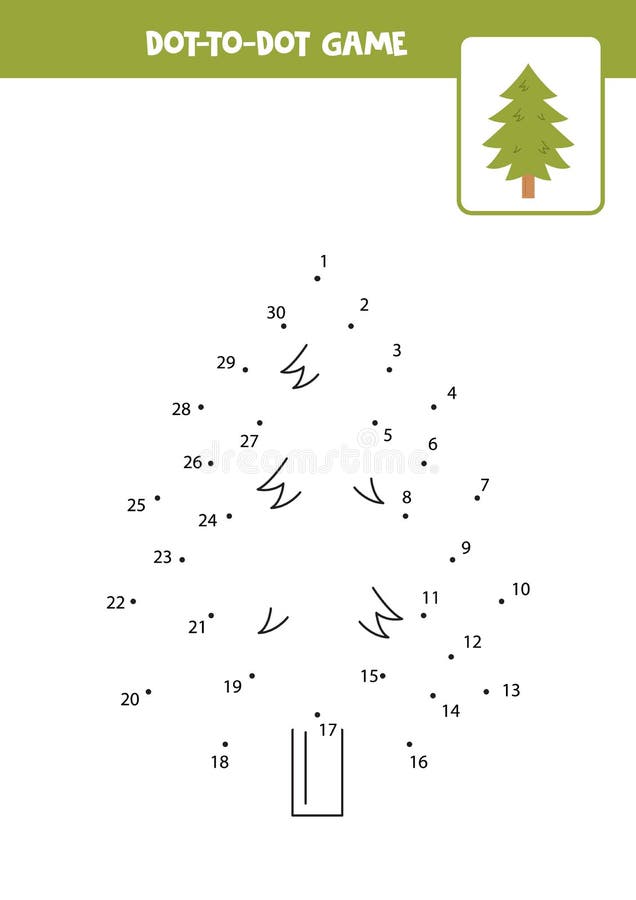 Dot To Dot Game with Cute Pine Tree. Connect the Dots. Math Game. Dot ...