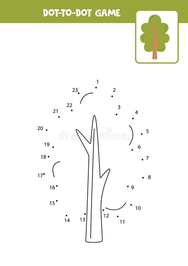 Connect the Dots Game with Cute Tree. Stock Vector - Illustration of ... Connect the Dots Game with Cute Tree. Stock Vector - Illustration of ...