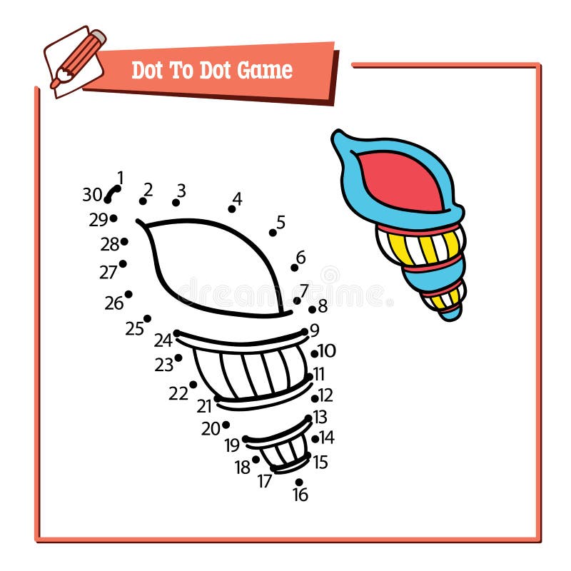 Dot To Dot Shell Educational Kid Game. Stock Vector - Illustration of ...