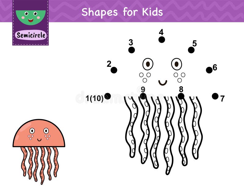 Dot To Dot Game for Kids. Connect the Dots and Draw a Cute Jellyfish ...