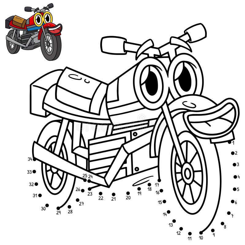 Dot To Dot Motorcycle with Face Isolated Coloring Stock Vector ...
