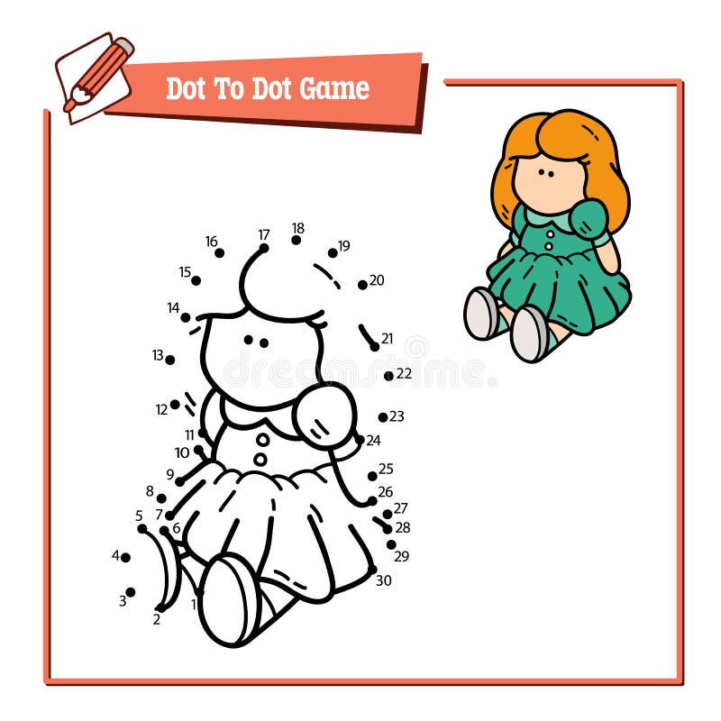 Dot To Dot Puzzle with Doodle Doll Stock Vector - Illustration of ...