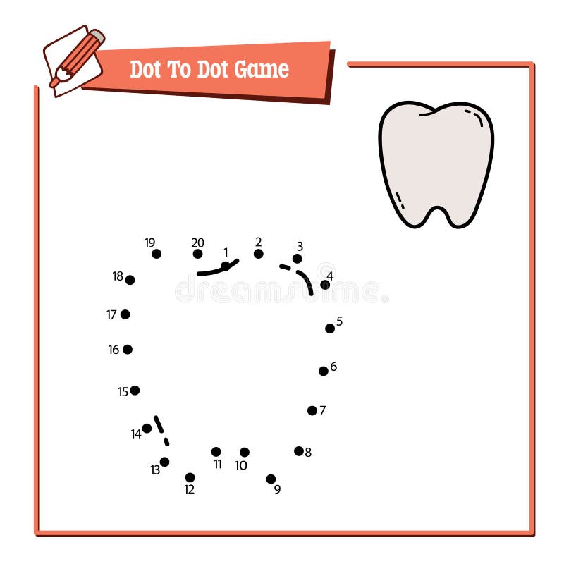 Dot To Dot Puzzle with Doodle Tooth Stock Vector - Illustration of ...