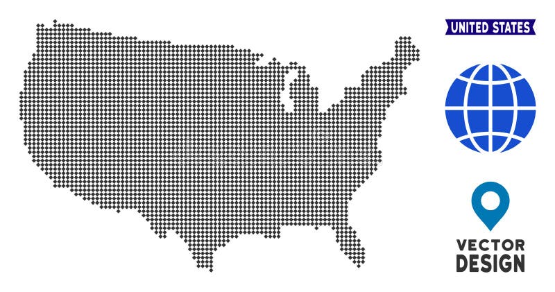 Pixelated USA Map stock vector. Illustration of vector - 122246049