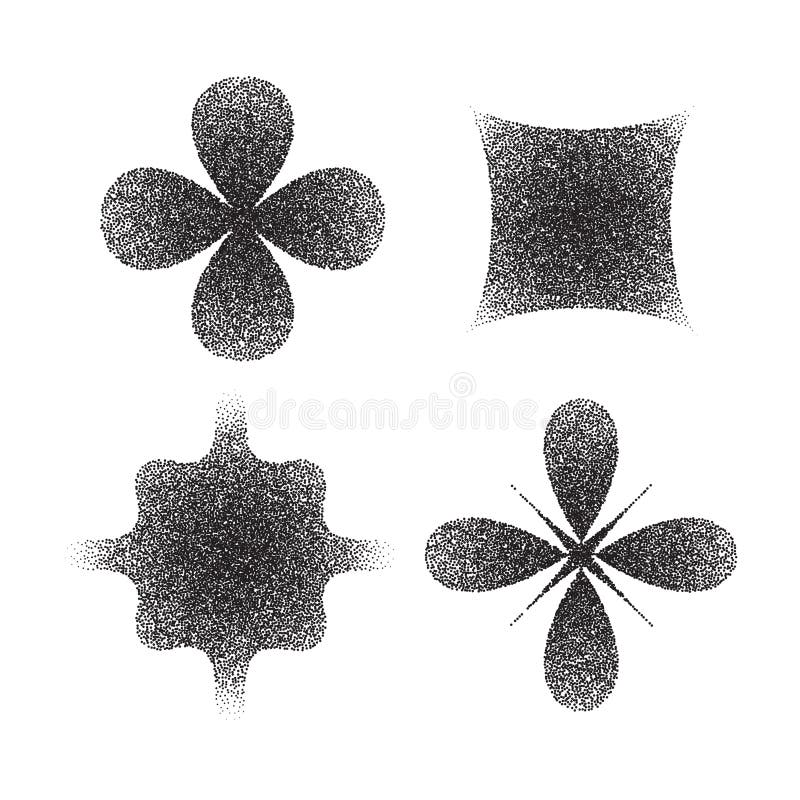 Dot Work Abstract Minimalistic Geometric Elements Set. Stipple Black ...