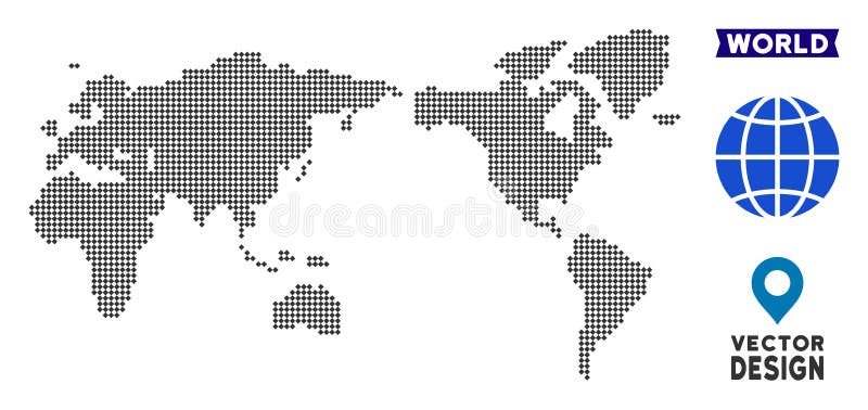Pixelated World Map stock vector. Illustration of composition - 122144245