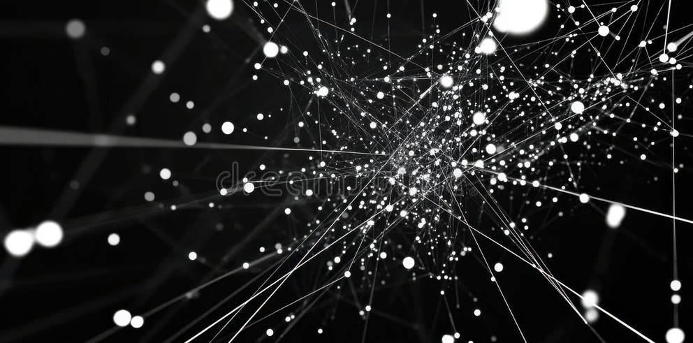 Dots Connect with Lines, Create Abstract Network, Complex System and ...