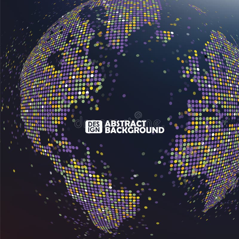 Dots Constructed the Sphere Map Stock Vector - Illustration of colorful ...