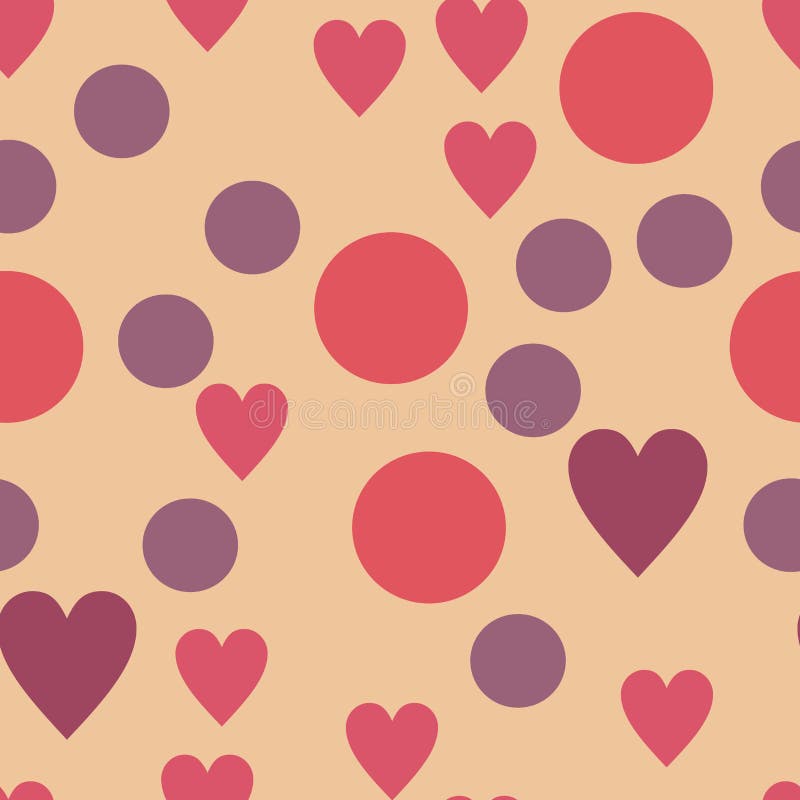 Dots and hearts pattern. stock vector. Illustration of memphis - 98882489