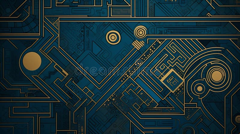 Dots Line Golden Pattern on Dark Blue Background. Abstract Geometric ...