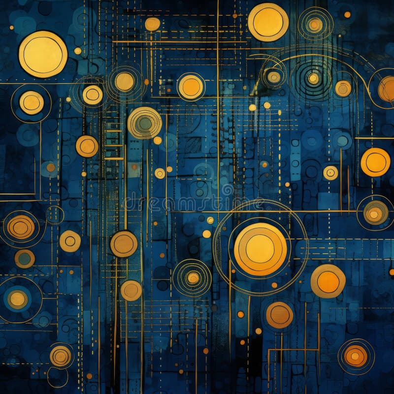 Dots Line Golden Pattern on Dark Blue Background. Geometric Background ...