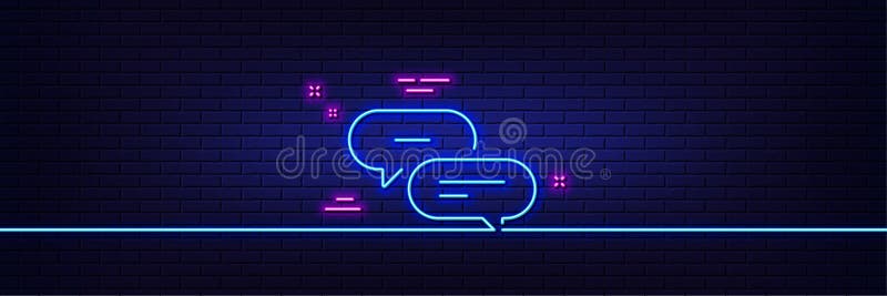 Dots Message Line Icon. Chat Comment Sign. Speech Bubble. Neon Light ...