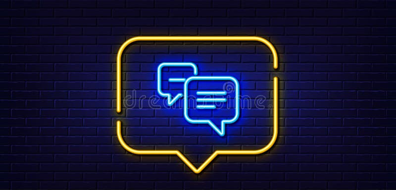 Dots Message Line Icon. Chat Comment Sign. Speech Bubble. Neon Light ...